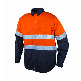 Tecasafe FR 5.8 oz Long Sleeve Shirt (Orange / Navy) | Elliotts Australia